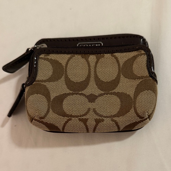 Coach | Bags | Coach Tan And Brown Monogram Coin Pouch | Poshmark